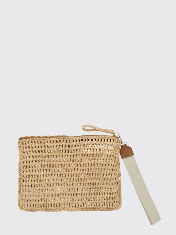 Helen Kaminski Perforated Raffia Clutch With Removable Wristlet