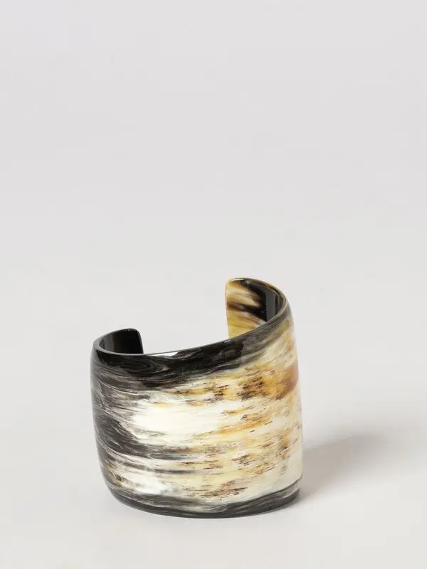 ALLUJEWELS Two-tone Asymmetrical Horn Rigid Bangle - Natural