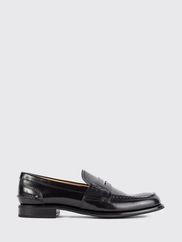Church's Brushed Leather Penny Loafers With Raised Apron Toe - Black