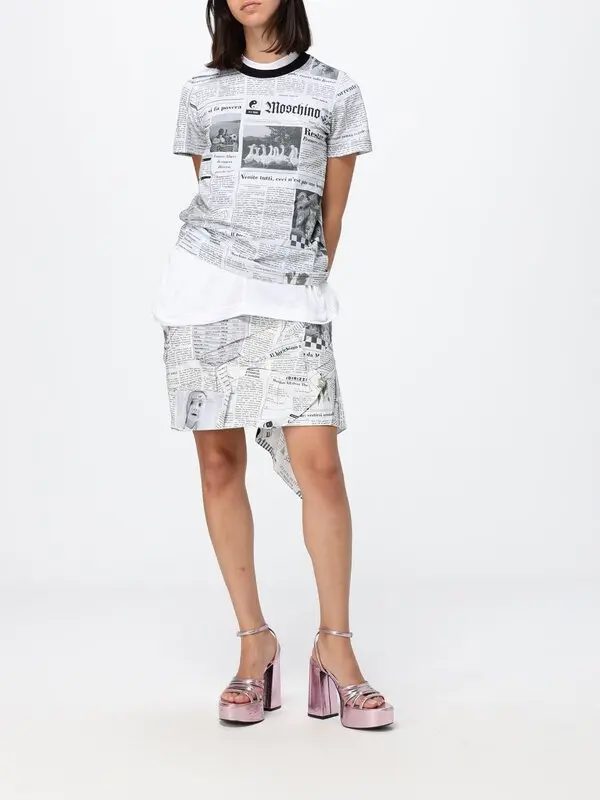 Moschino Newspaper Print T-shirt - Grey