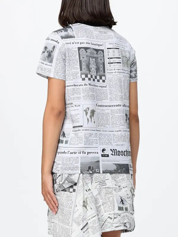 Moschino Newspaper Print T-shirt - Grey