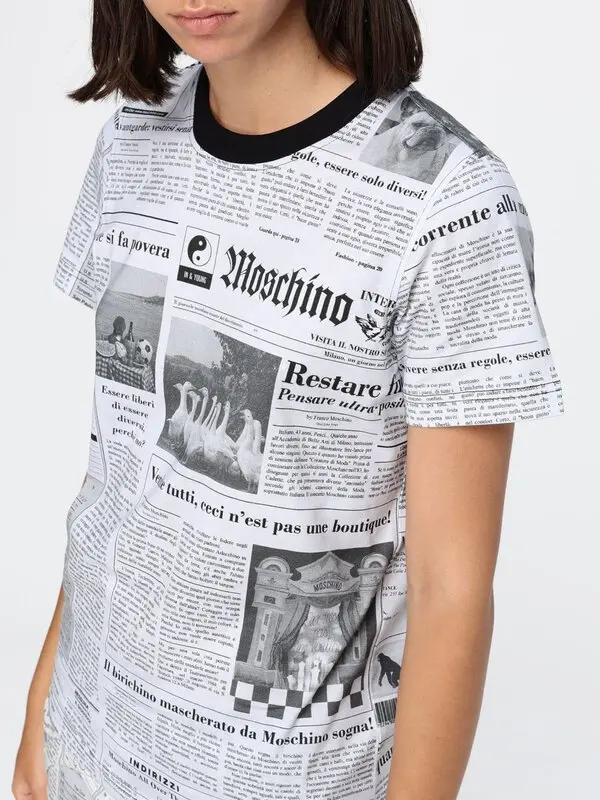 Moschino Newspaper Print T-shirt - Grey