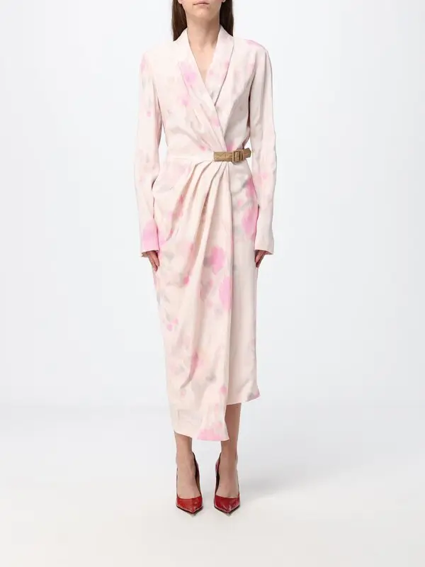 Moschino Belted Wrap Dress With Floral Print