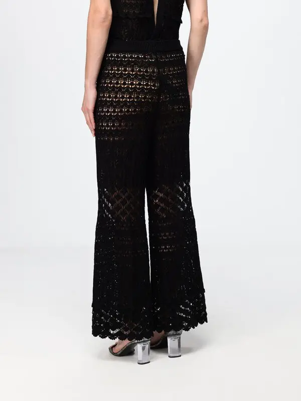 SEMICOUTURE Crocheted Wide Leg Trousers - Black