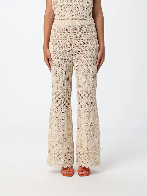 SEMICOUTURE Crocheted Wide Leg Trousers - White
