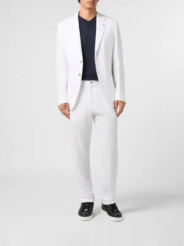 Philipp Plein Tailored Drawstring Linen Trousers
