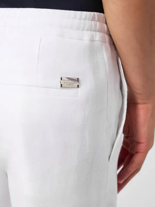 Philipp Plein Tailored Drawstring Linen Trousers
