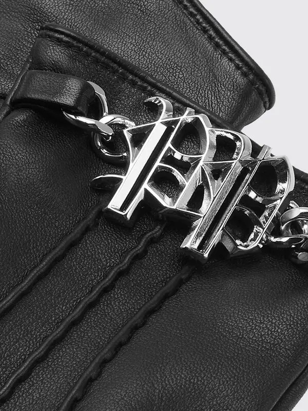 Philipp Plein Nappa Leather Gloves With Monogram Pattern And Hexagon Logo Buckle