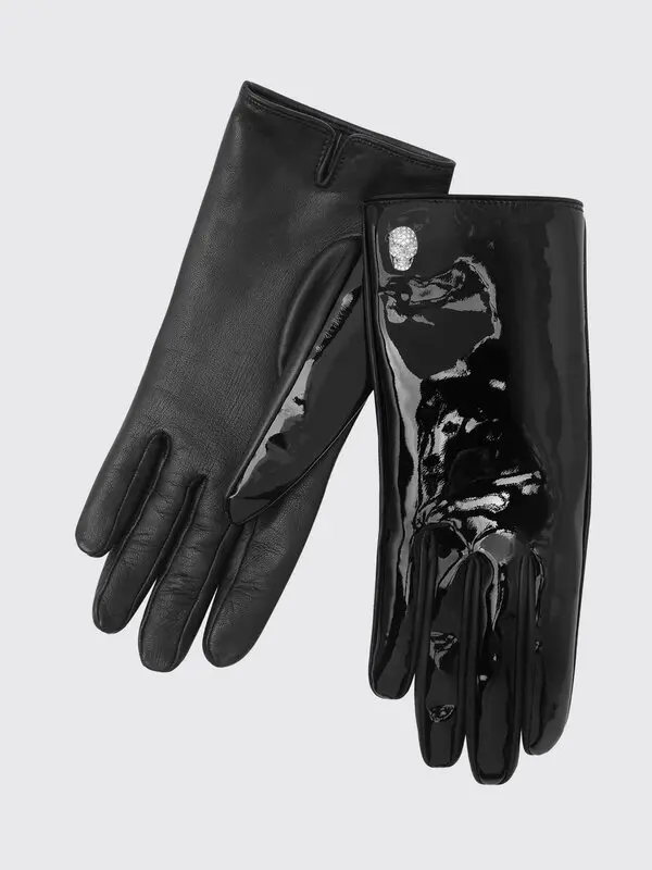 Philipp Plein Embellished Leather Gloves - Black
