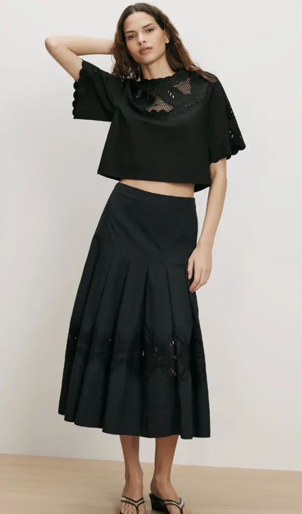 Veronica Beard Fynnley Embroidered Midi Skirt