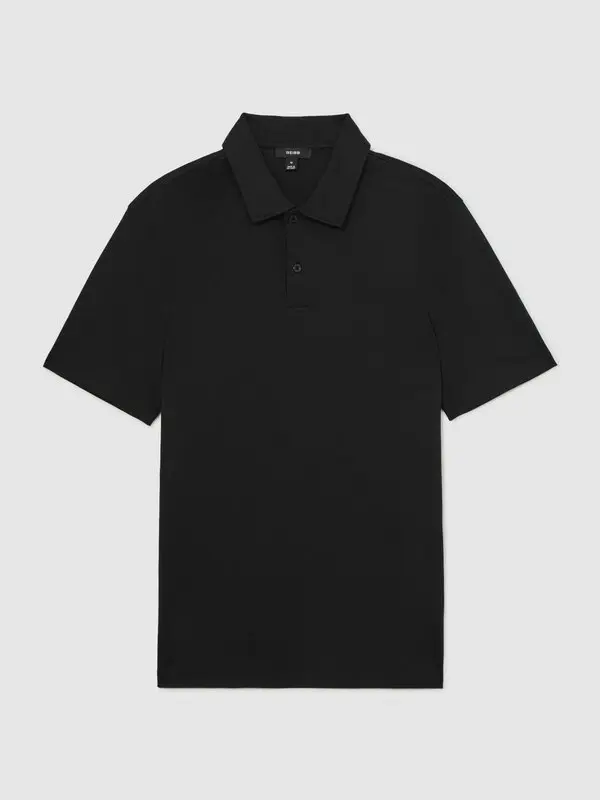 REISS Earl Air-water Cotton Polo Shirt - Black