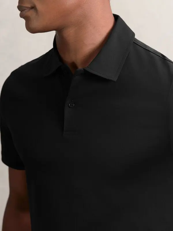 REISS Earl Air-water Cotton Polo Shirt - Black