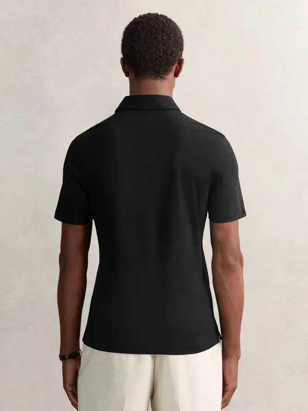 REISS Earl Air-water Cotton Polo Shirt - Black