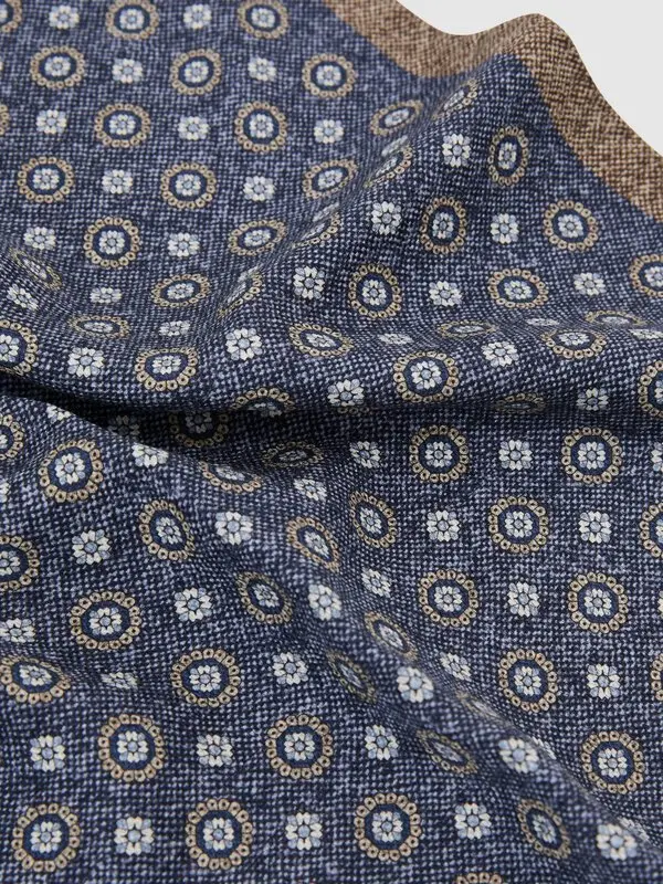 REISS Sani Silk Floral Medallion-print Pocket Square