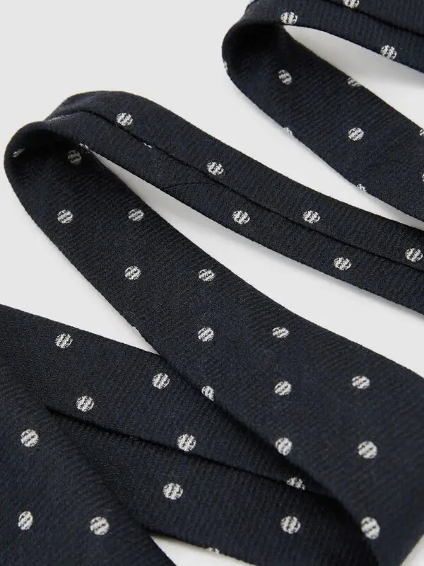 REISS Rocco Wool-silk Textured Polka-dot Tie - Navy