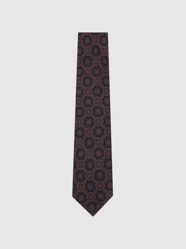 REISS Silk Floral Medallion-print Neck Tie