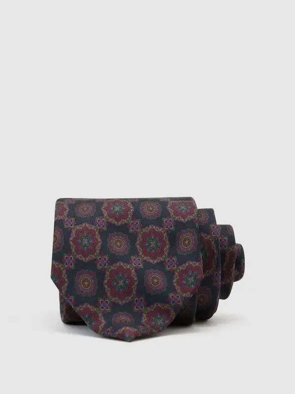 REISS Silk Floral Medallion-print Neck Tie