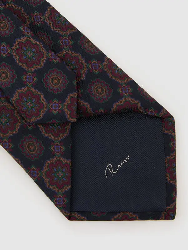 REISS Silk Floral Medallion-print Neck Tie