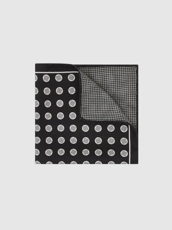 REISS Quadro Silk Geometric Medallion-print Pocket Square