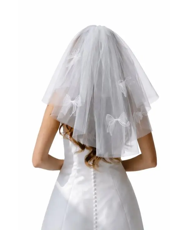 UNTAMED PETALS Tie The Knot" Mini Veil With Bow Appliques - Ivory