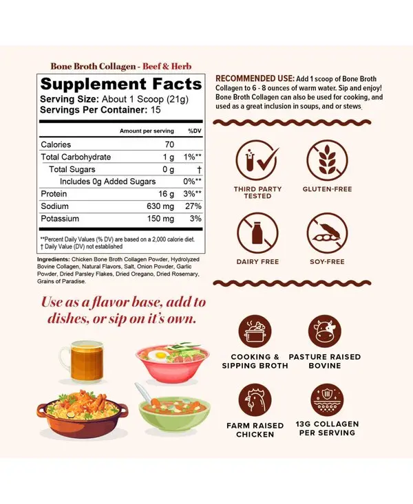 VITAUTHORITY Us Vita Bone Broth Collagen Beef & Herb 310g Pouch