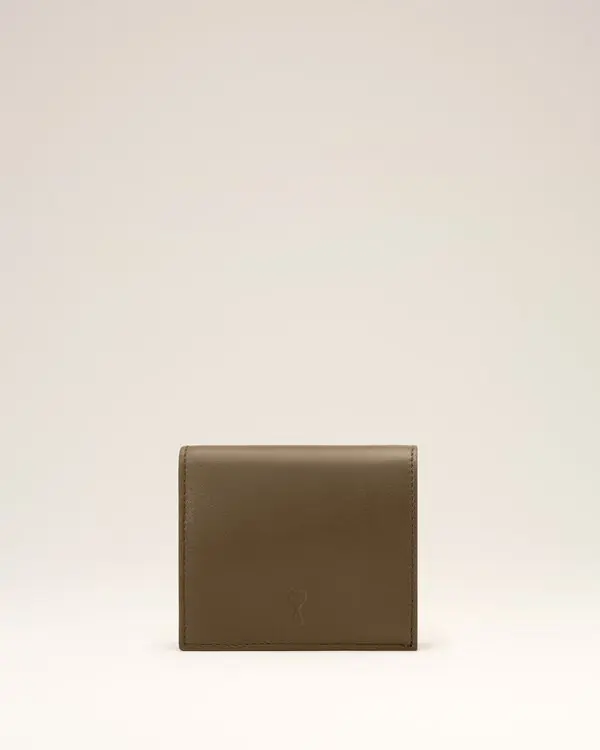 AMI Paris Brown Cowhide Leather Bifold Wallet With De Coeur Brown - Truffle