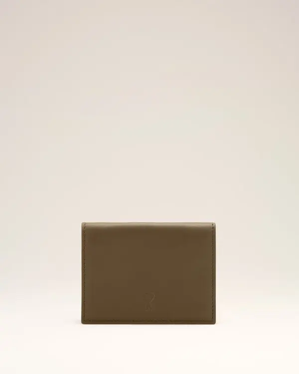 AMI Paris Brown Cowhide Leather Trifold Wallet With De Coeur Brown - Truffle