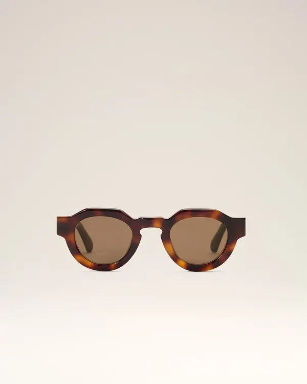 AMI Paris Tortoiseshell Acetate Sunglasses With Silver Tone Detail - Natural Shell