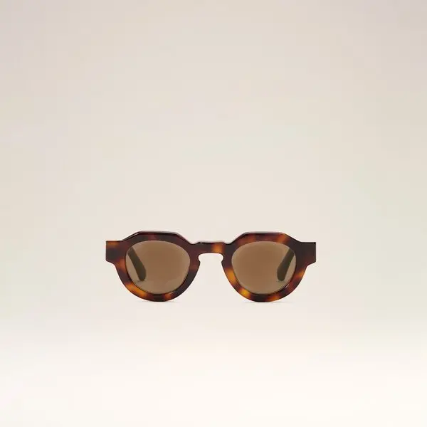 AMI Paris Tortoiseshell Acetate Sunglasses With Silver Tone Detail - Natural Shell