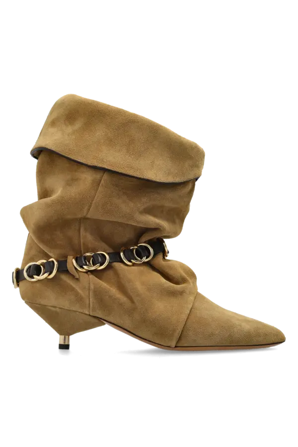 Isabel Marant Étoile Suede Heeled Ankle Boots "edrik Rings - Beige