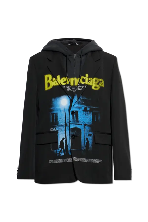 Balenciaga Blazer With An Attached Hood - Black