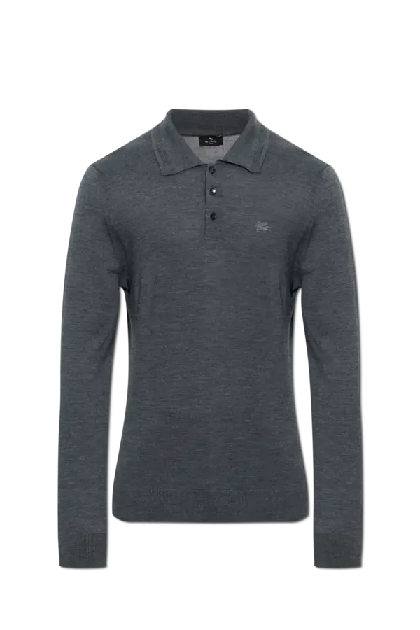 Etro Wool Polo Shirt With Embroidered Logo