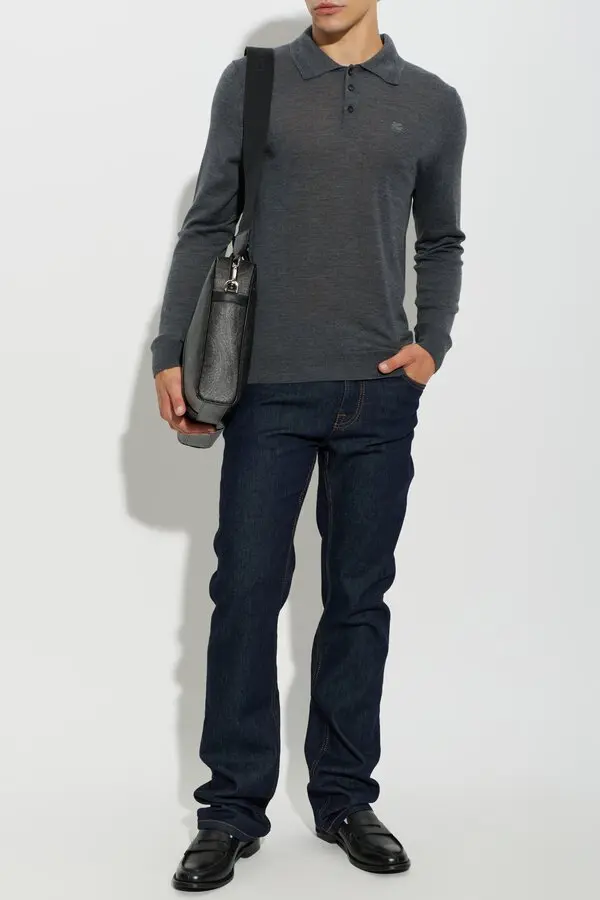 Etro Wool Polo Shirt With Embroidered Logo