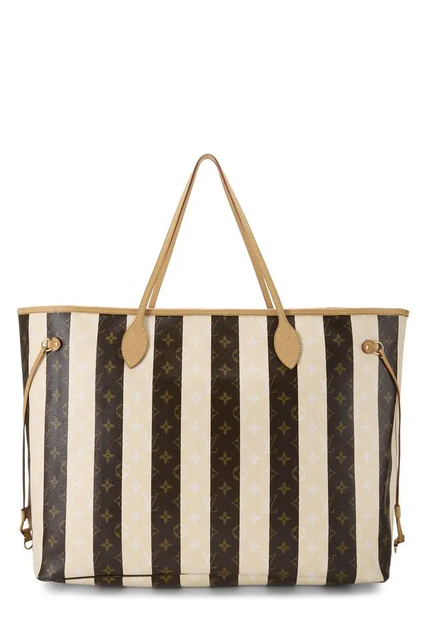 LOUIS VUITTON Monogram Rayures Neverfull Tote - Brown