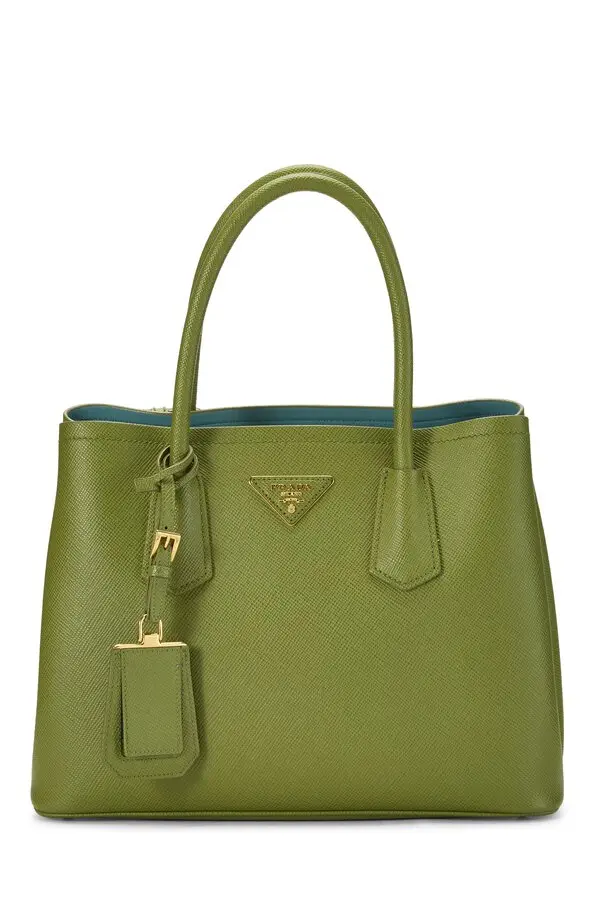 Prada Saffiano Double Tote Bag - Green