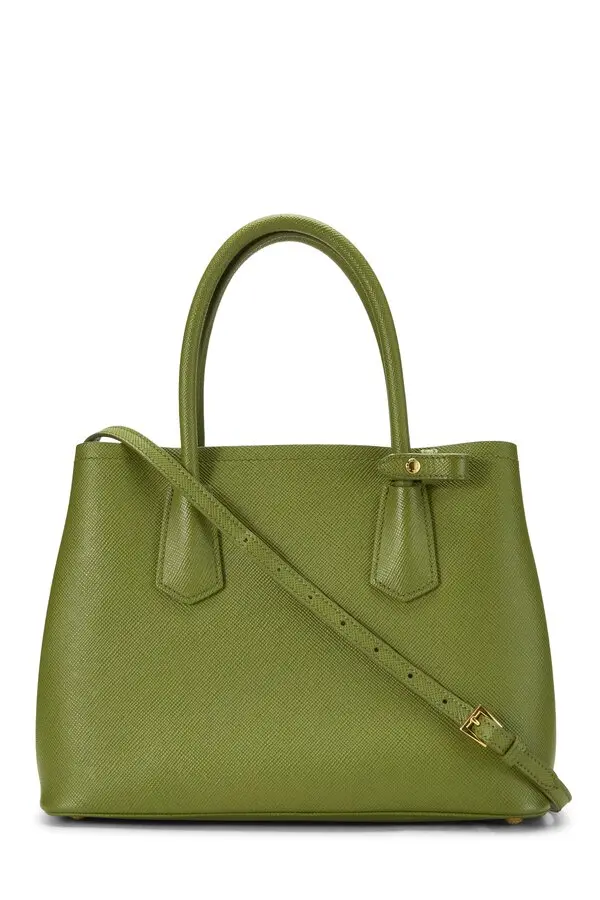 Prada Saffiano Double Tote Bag - Green
