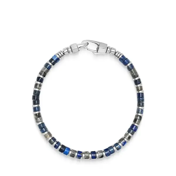 NIALAYA JEWELRY Blue / Silver Blue Lapis & Labradorite Heishi Bracelet - Blue/silver