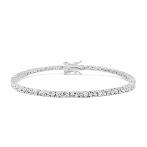 NIALAYA JEWELRY Mini Tennis Bracelet With Cubic Zirconia In 18k Plated Brass - Silver