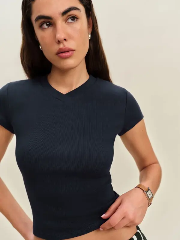 REFORMATION Lindie T-shirt Knit - Blue