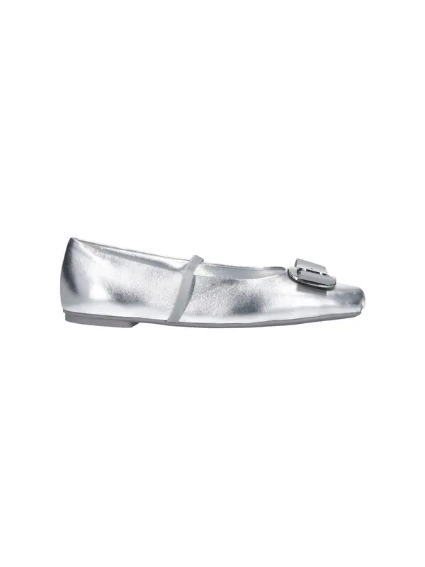 FERRAGAMO Metallic Leather Ballet Flat