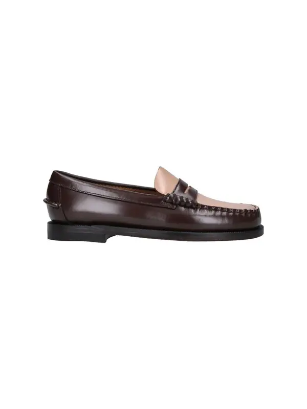 SEBAGO Leather Loafers With Stud Embellishments - Brown