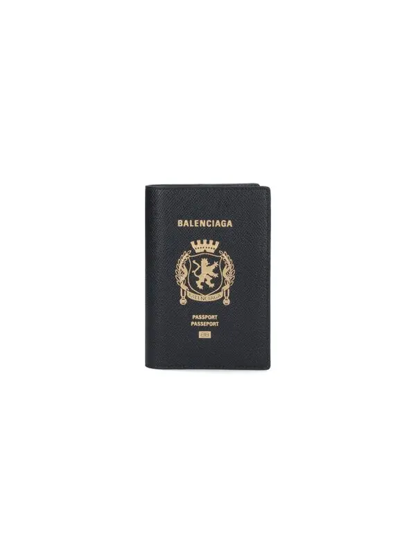 Balenciaga Leather Passport Holder - Black