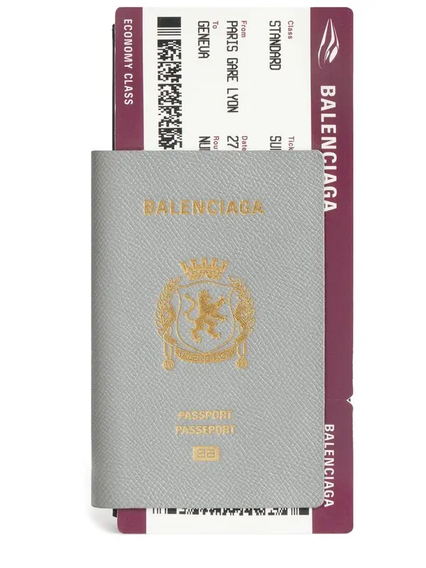 Balenciaga Leather Passport Holder - Grey