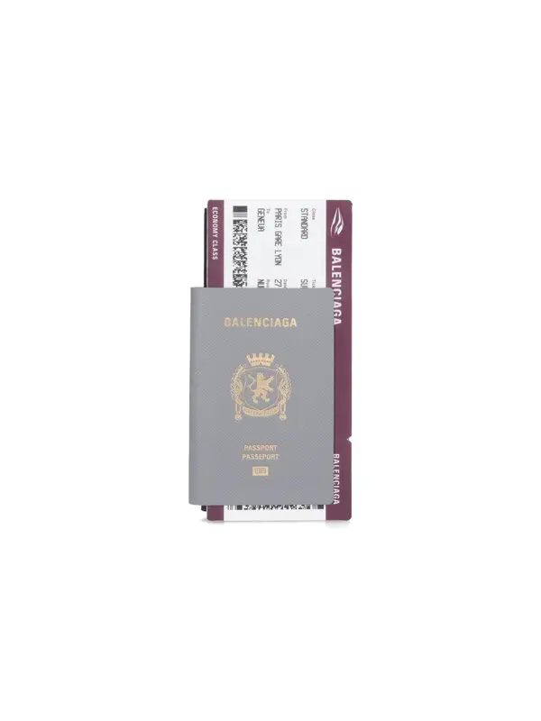 Balenciaga Leather Passport Holder - Grey