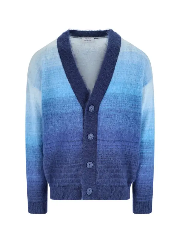 Off-White Mohair-blend V-neck Button Cardigan