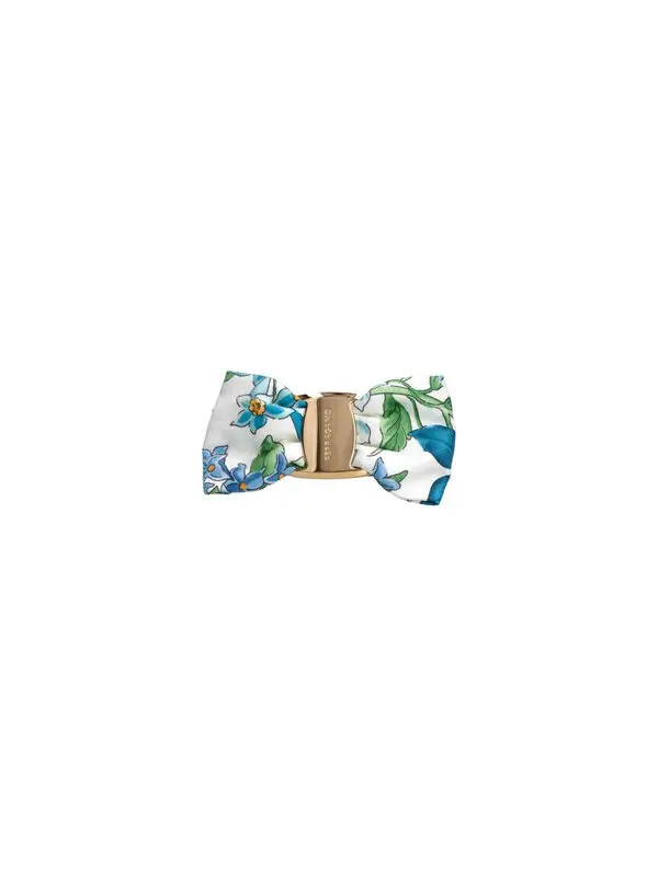 FERRAGAMO Silk-blend Scarf With Brass Detail - Light Blue