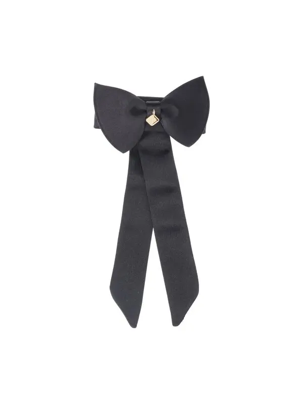 FERRAGAMO Silk & Viscose Accessory With Brass And Leather Details - Black
