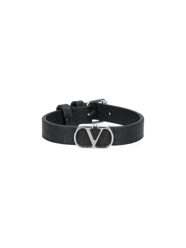 Valentino Garavani Calf Leather Bijoux Bracelet - Black