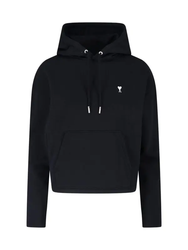 AMI Paris Cropped Hoodie With Chest Logo