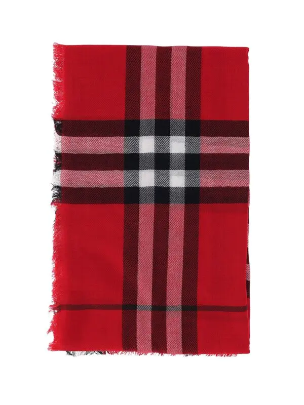 Burberry Plaid Fringe Scarf - Red